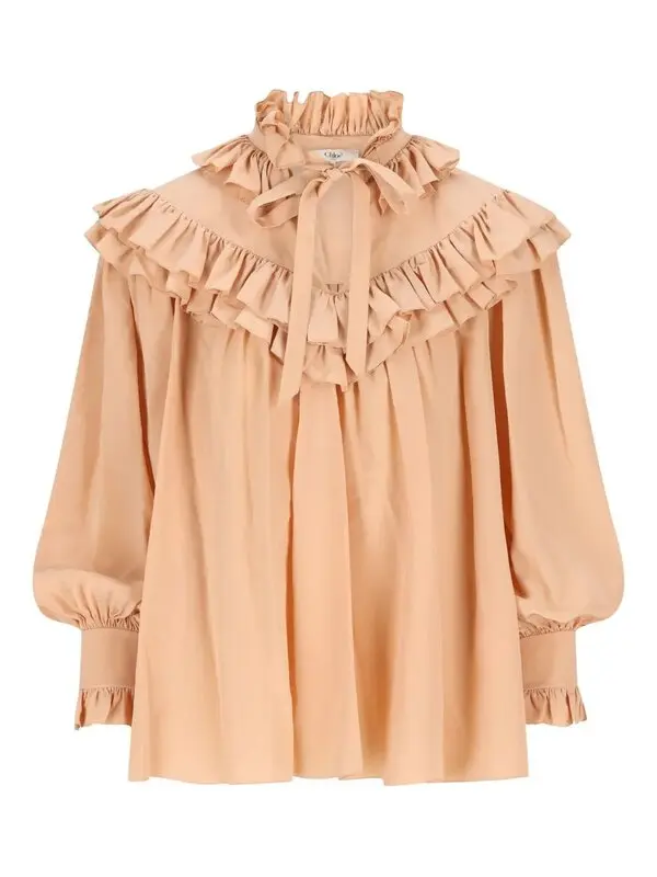 Chloé Oversized Crêpe De Chine Ruffle Top - Multicolor