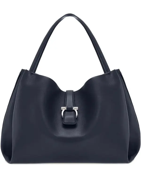 FERRAGAMO Large Leather Softened Tote Bag - Blue
