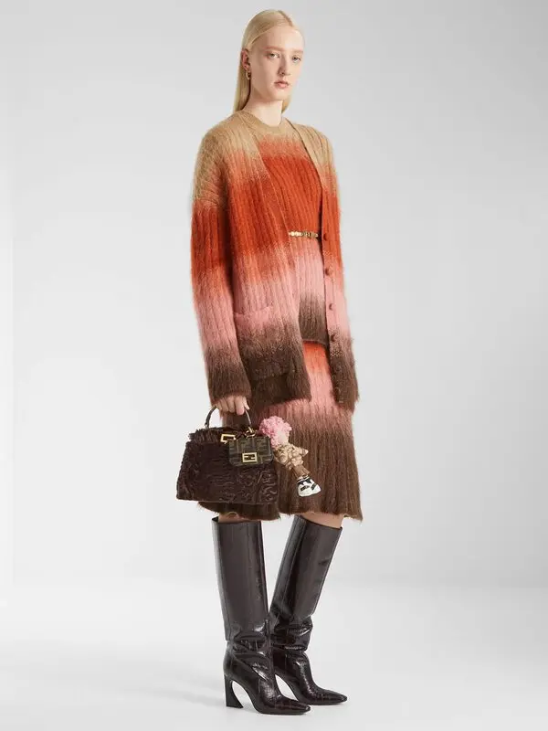 Fendi Gradient Mohair And Wool Oversized Cardigan - Multicolor