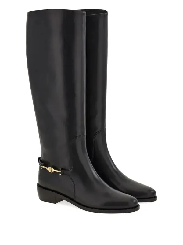 FERRAGAMO F Buckle Therma Knee Riding Boots