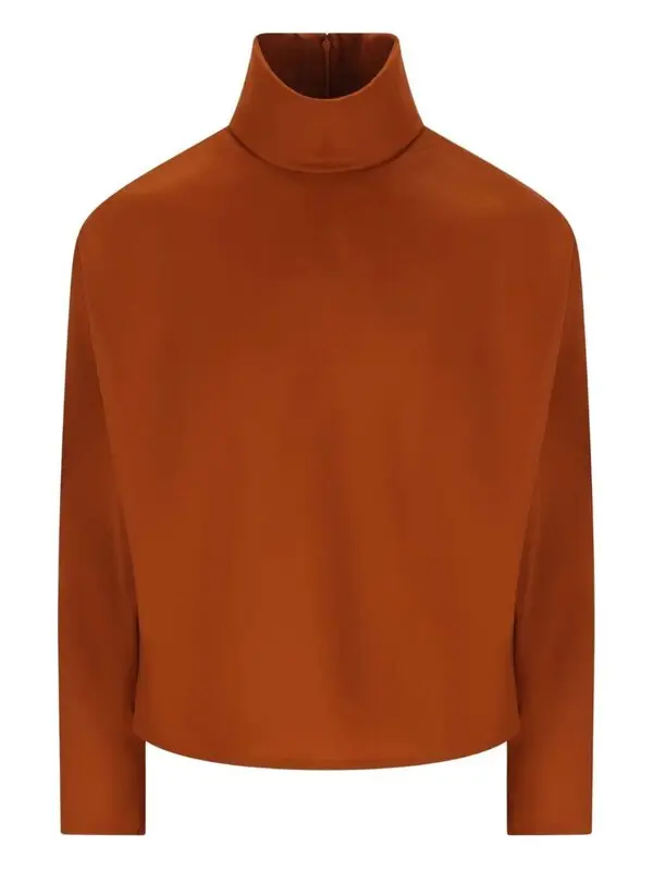 Saint Laurent High-neck Satin Top - Brown