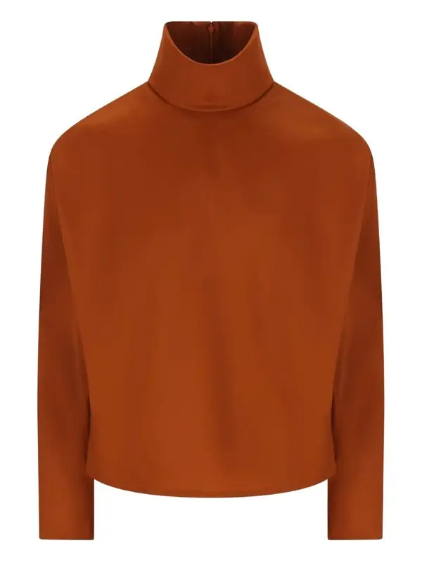 Saint Laurent High-neck Satin Top - Brown