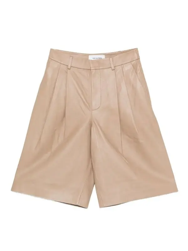 YVES SALOMON Pleated Leather Bermudas