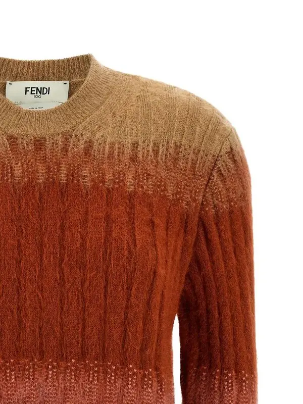 Fendi Gradient Mohair And Wool Fitted Jumper - Multicolor