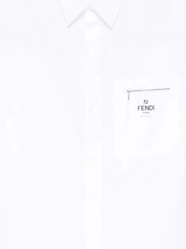 Fendi Boxy Fit Cotton Shirt With Zip Pocket