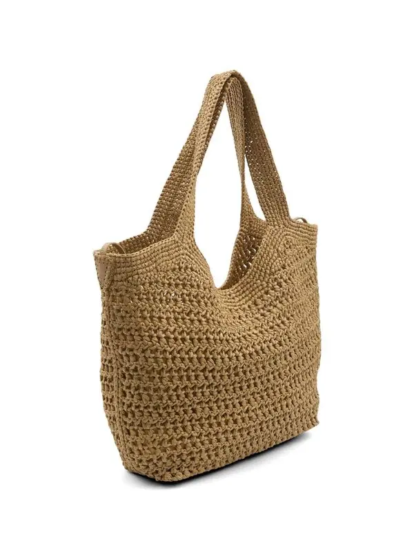 TOD'S Raffia And Leather Medium Shopping Bag