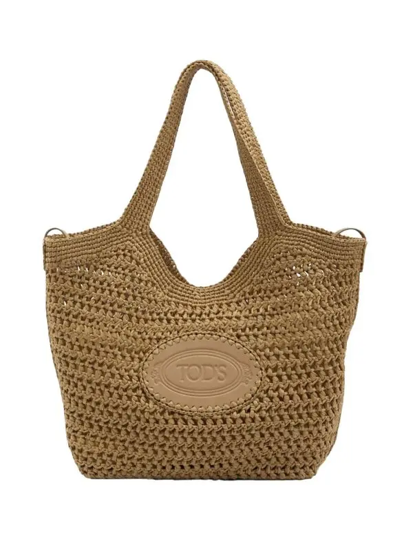 TOD'S Raffia And Leather Medium Shopping Bag - Multicolor