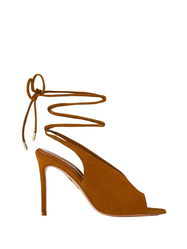 AQUAZZURA Lais Suede Sandal 85 - Brown