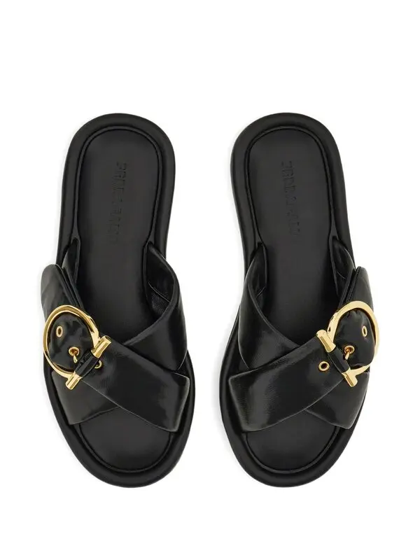FERRAGAMO Elyzia Leather Slide - Black