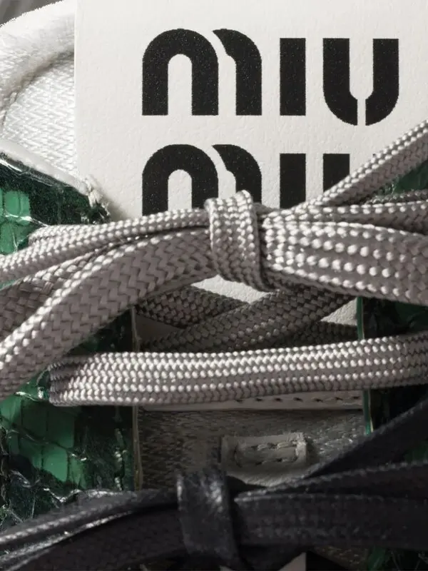 Miu Miu Gymnasium Technical Fabric And Python-print Ayers Leather Sneakers