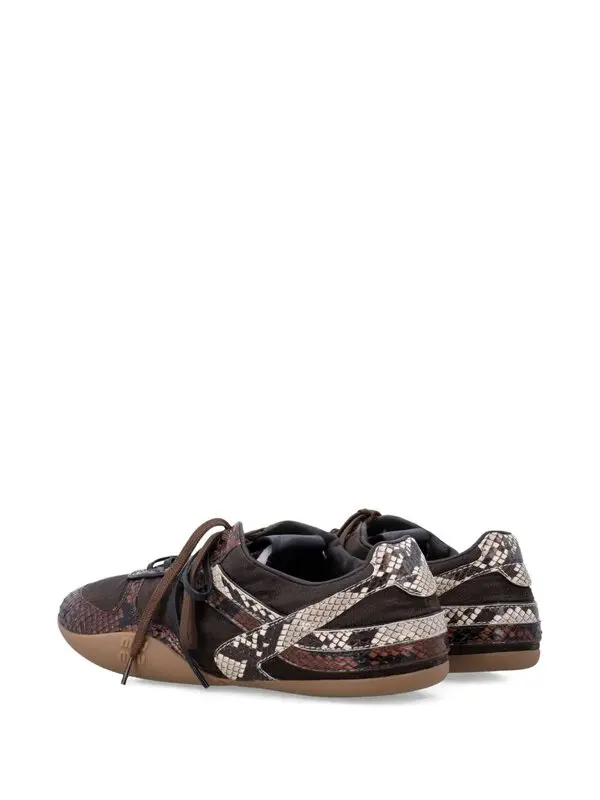 Miu Miu Gymnasium Technical Fabric And Python-print Ayers Leather Sneakers
