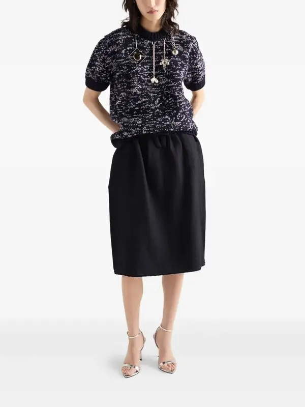 Prada Chevron Wool Midi Skirt