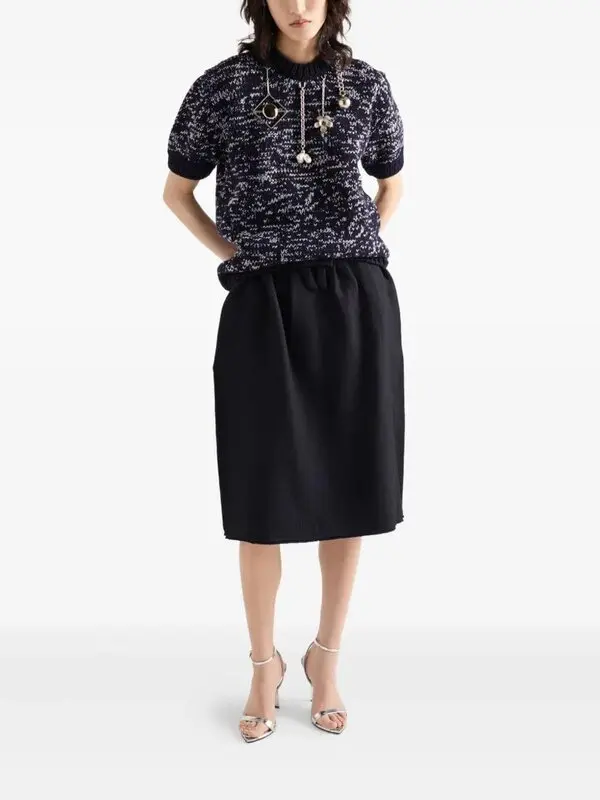 Prada Chevron Wool Midi Skirt