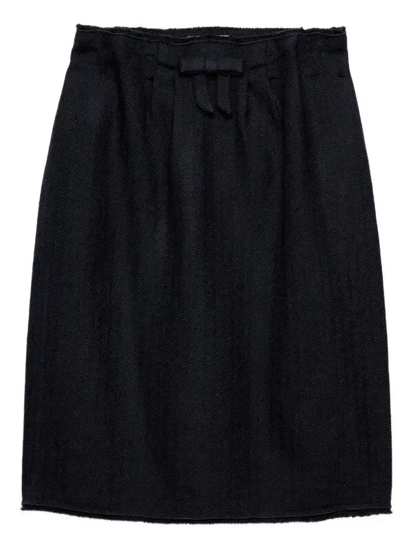 Prada Chevron Wool Midi Skirt - Blue