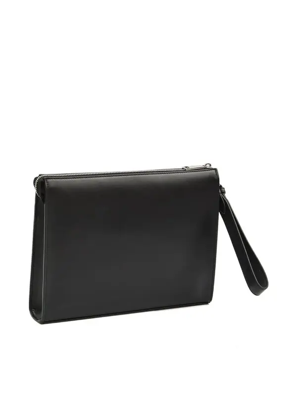 Fendi Leather And Canvas Ff Squared Clutch