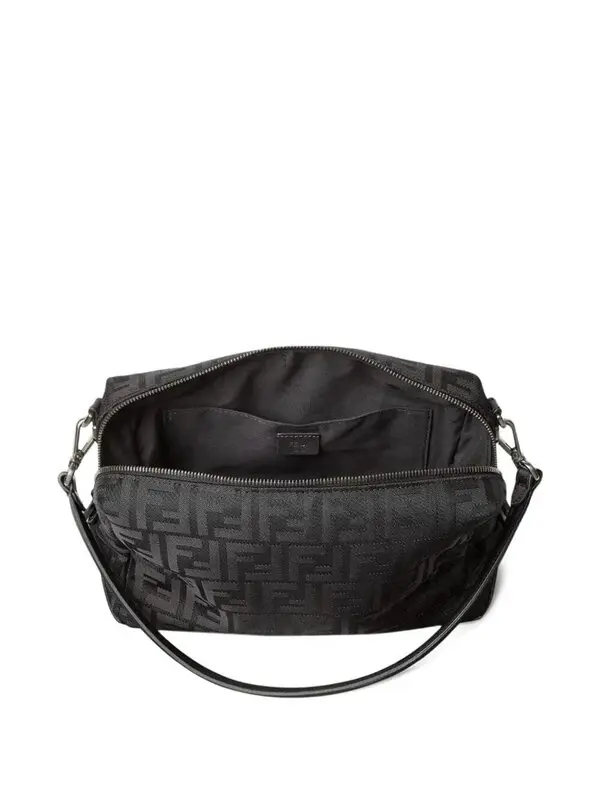 Fendi Squared Ff Lui Medium Leather And Nylon Bag - Black