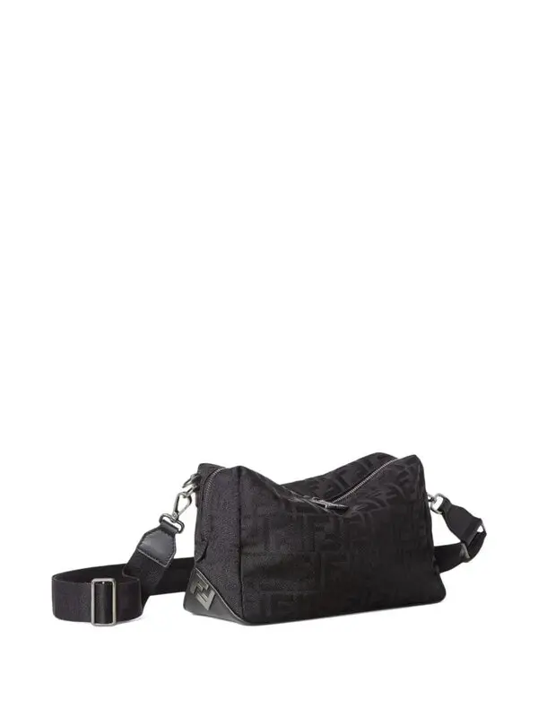 Fendi Squared Ff Lui Medium Leather And Nylon Bag - Black