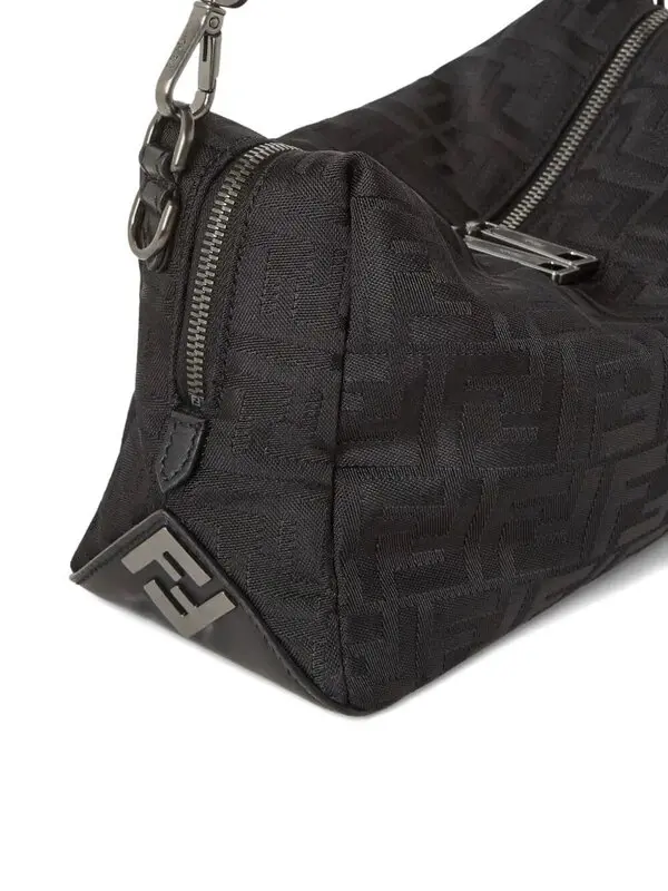 Fendi Squared Ff Lui Medium Leather And Nylon Bag - Black