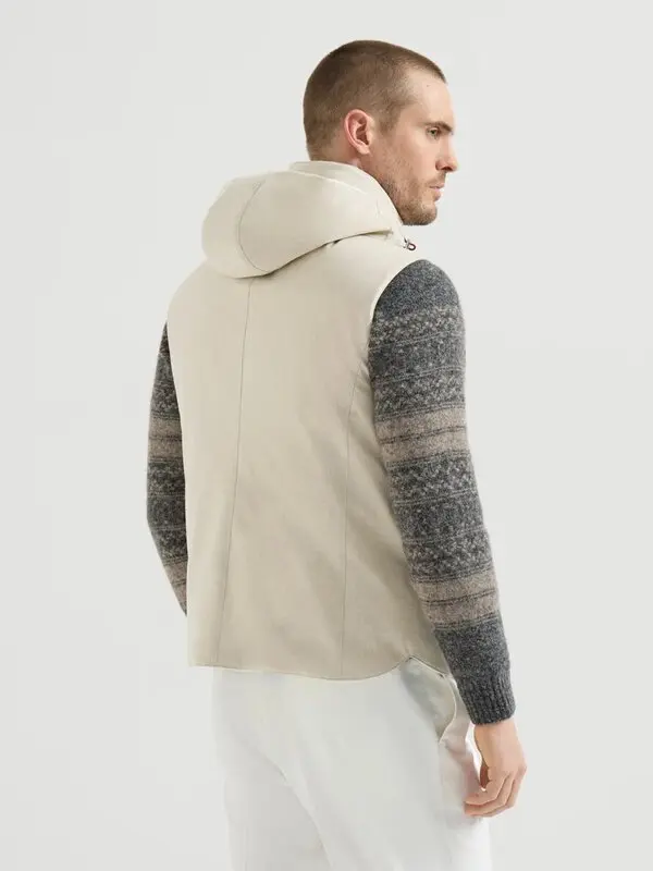 Brunello Cucinelli Bonded Wool Flannel Down Vest With Detachable Hood
