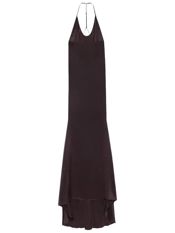 TOM FORD Peach-feel Silk Satin Halterneck Evening Dress - Brown