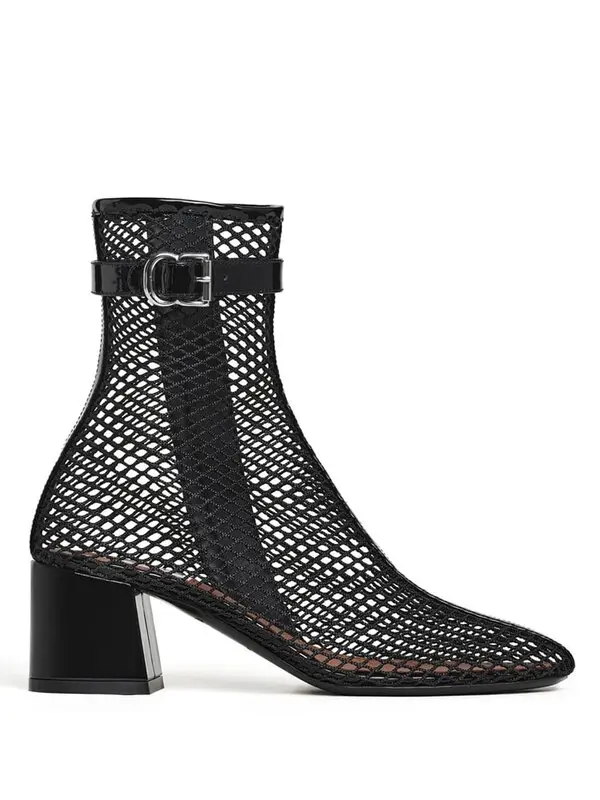 Alaïa Fishnet Block Heel Boots - Black
