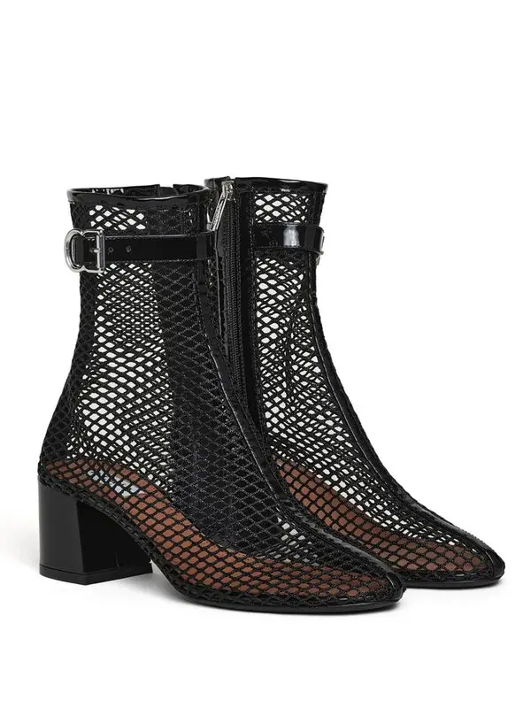 Alaïa Fishnet Block Heel Boots - Black