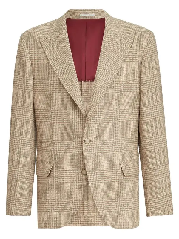 Brunello Cucinelli Cashmere Blend Checked Single-breasted Blazer
