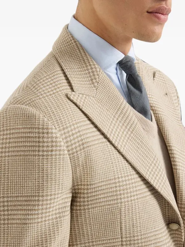 Brunello Cucinelli Cashmere Blend Checked Single-breasted Blazer