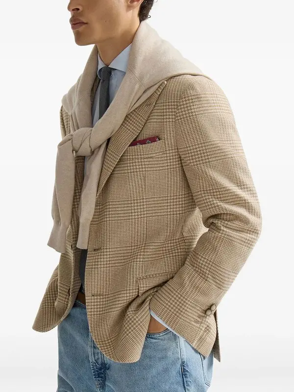 Brunello Cucinelli Cashmere Blend Checked Single-breasted Blazer