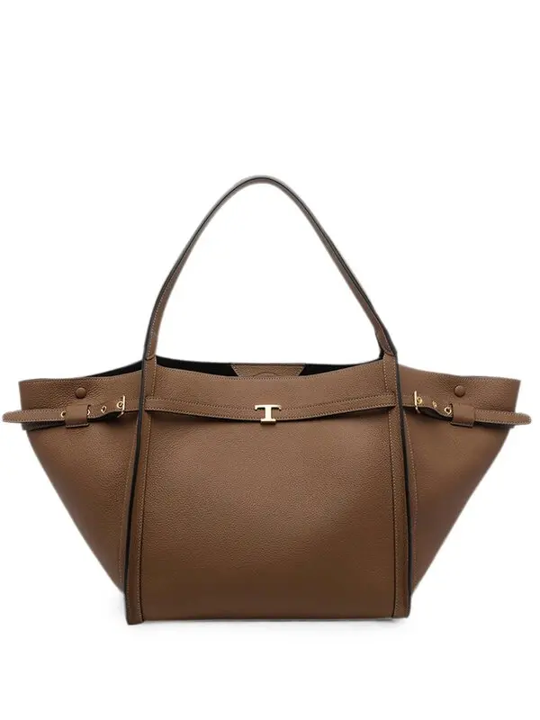 TOD'S T Signature Medium Shopping Bag In Leather - Brown