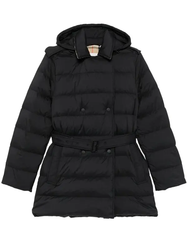Burberry Belted Quilted Coat - Black