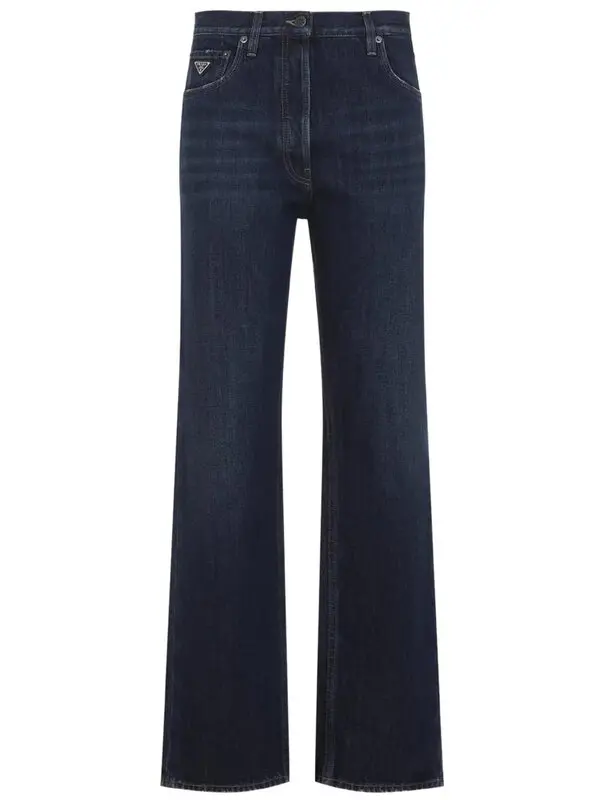 Prada Washed Denim Wide-leg Jeans - Blue