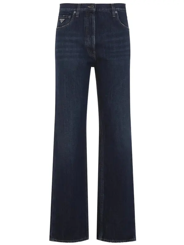 Prada Washed Denim Wide-leg Jeans - Blue