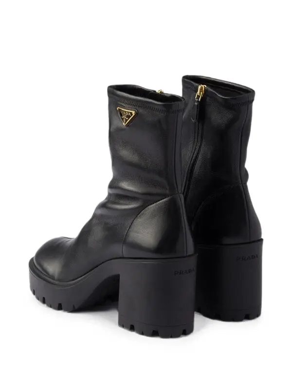 Prada Leather Ankle Boots - Black