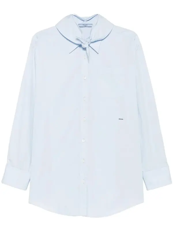 Prada Poplin Shirt With Knot Detail - Blue