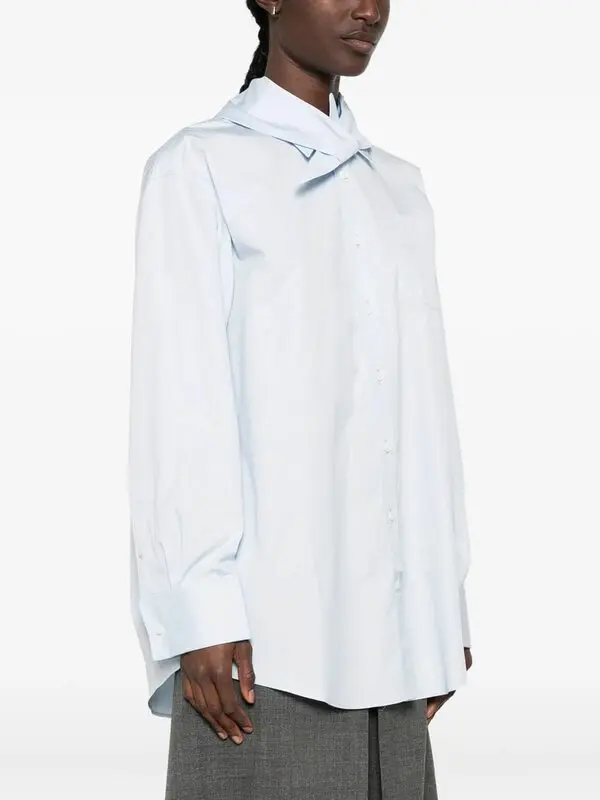 Prada Poplin Shirt With Knot Detail - Blue