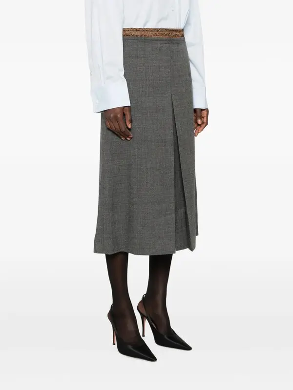Prada Pleated Wool Midi Skirt