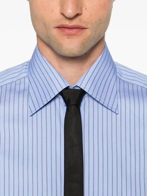 TOM FORD Striped Cotton Shirt - Blue