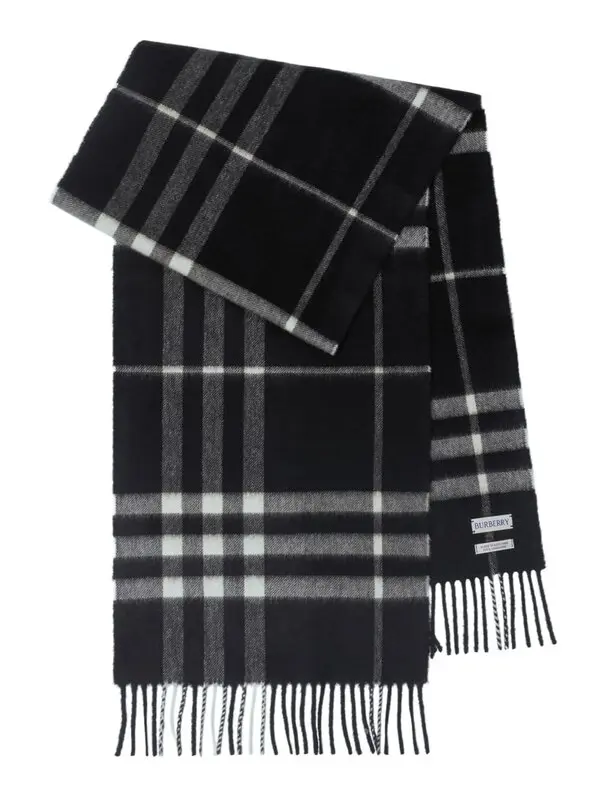 Burberry Check Cashmere Scarf - Black