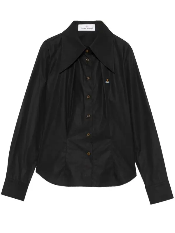VIVIENNE WESTWOOD Violin Orb-embroidered Cotton Shirt - Black
