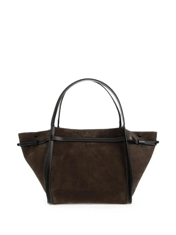 TOD'S T Signature Suede Medium Shopping Bag - Brown