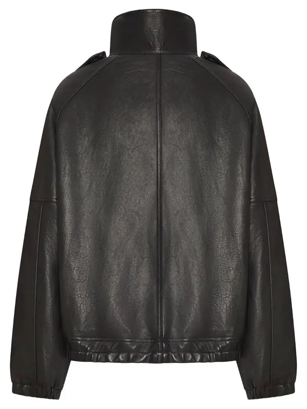 Saint Laurent High-neck Oversized Leather Jacket