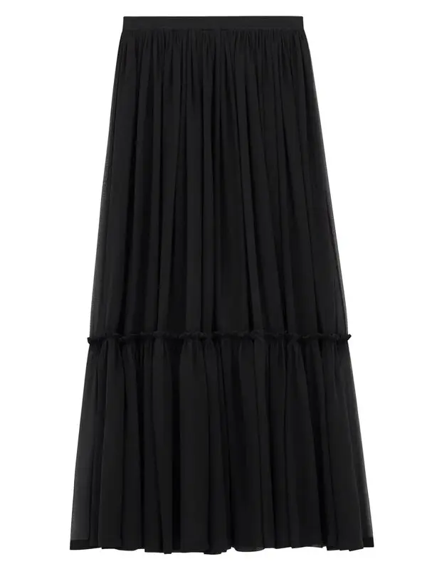 Saint Laurent Silk Crepe Muslin Skirt - Black