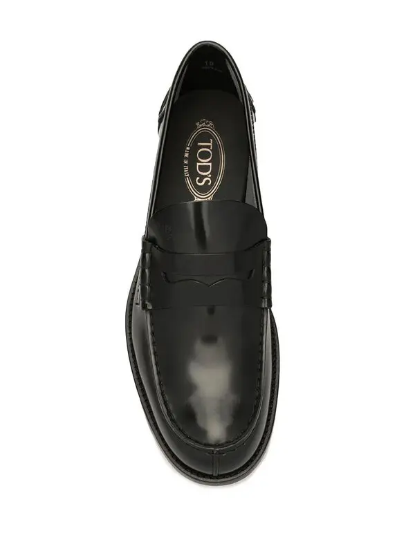 TOD'S Semi-shiny Leather Penny Loafers - Black