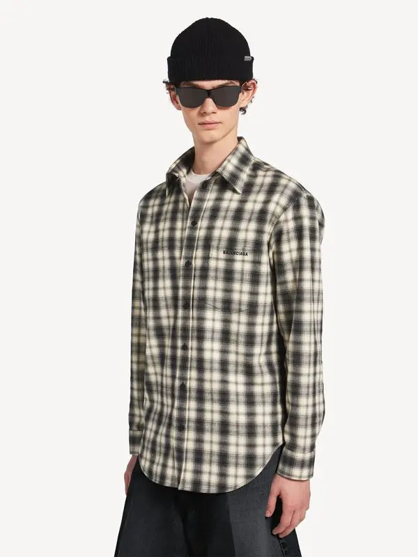Balenciaga Regular Fit Shirt In Check Cotton Flannel