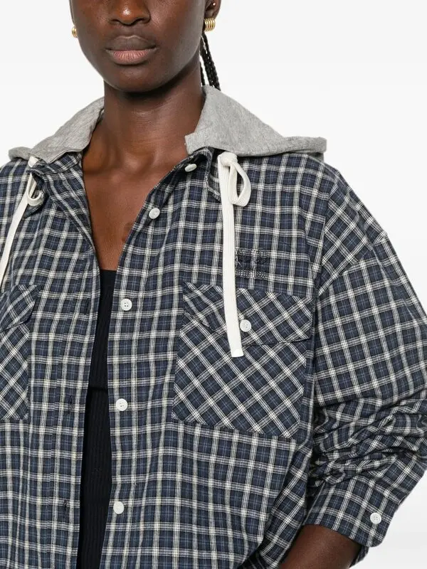 Miu Miu Check-pattern Hooded Shirt