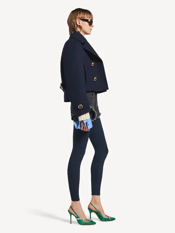 Balenciaga Cropped Peacoat In Textured Wool