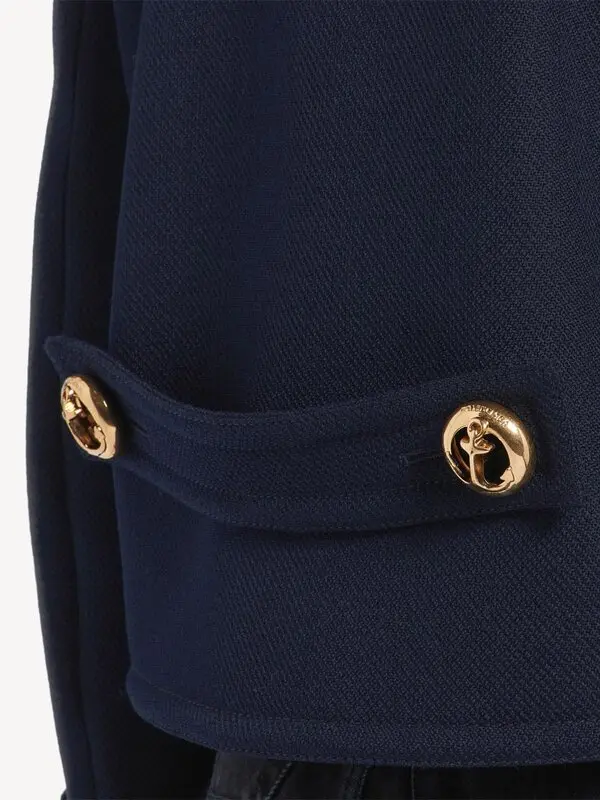Balenciaga Cropped Peacoat In Textured Wool
