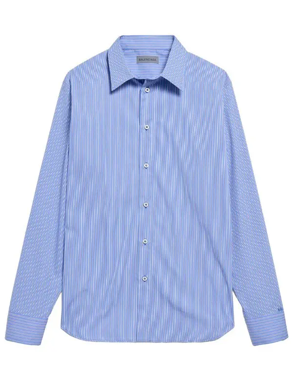 Balenciaga Striped Poplin Shirt - Blue