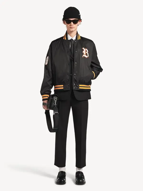 Balenciaga Varsity Jacket In Bomber Twill - Black